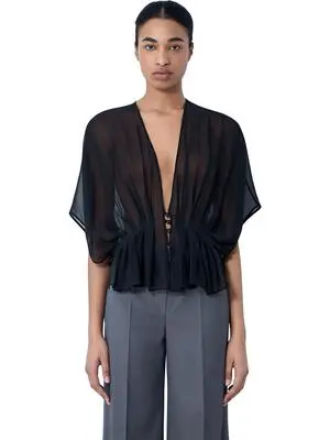 Max Mara MAX MARA Sheer Silk Blouse Black