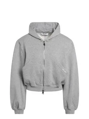 Attico The Attico Boxy Zip-Up Cotton Hoodie Gray