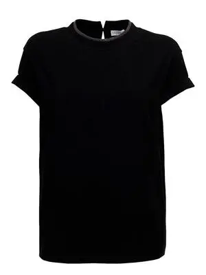 Brunello Cucinelli Monile Crew Neck Cotton T-shirt - Black