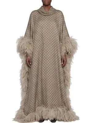 Gucci Long Monogram Silk Kaftan - Brown