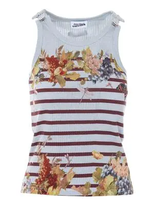 JEAN PAUL GAULTIER Mariniere Grape Printed Tank Top - Gray