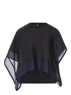 Sacai Cotton T-shirt With Chiffon Cape - Multicolor
