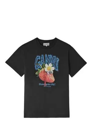 GANNI GANNI Printed Cotton T-Shirt Multicolor
