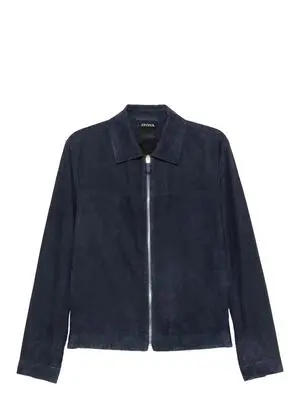 Zegna Suede Leather Jacket - Blue