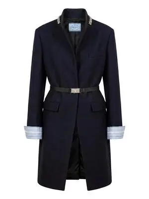 Prada Wool Belted Coat - Multicolor