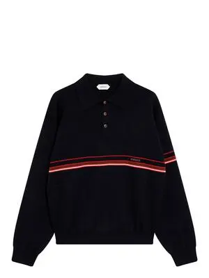 Versace Versace Navy Blue Cotton Knit Polo Shirt With Embroidered Logo Men Blue