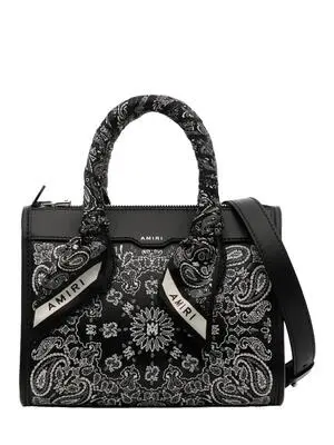 Amiri Leather Bandana Print Satchel Cross Body Bag - Black