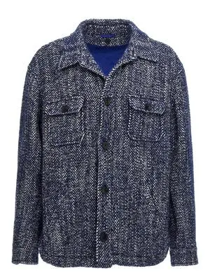 Etro Chevron Wool Blend Jacket - Blue