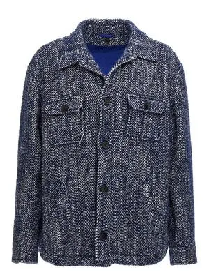 Etro Chevron Wool Blend Jacket - Blue