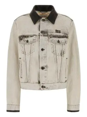 Miu Miu Cotton Denim Jacket - White