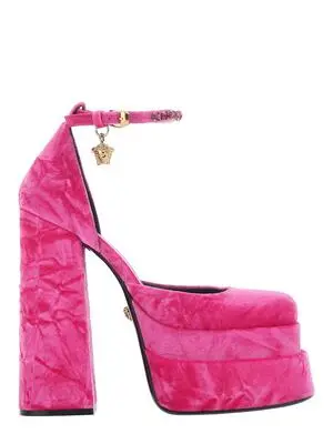 Versace Velvet Medusa Aevitas Pumps - Pink