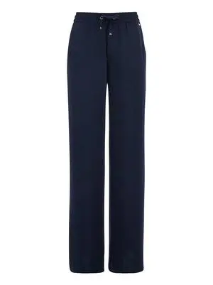Herno Blue Pants With Elastic Waist And Drawstring And Logo Plate On Drawstring In Tech Fabric For - Multicolor
