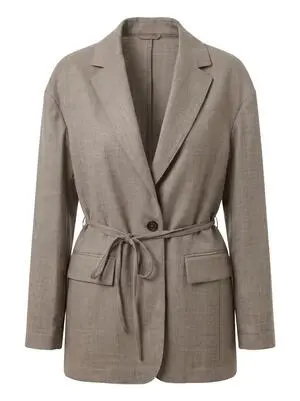 Brunello Cucinelli Wool Belted Single Breasted Blazer - Multicolor