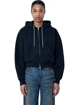 Alexander Wang Zip-front Hooded Sweatshirt - Black