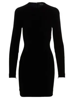 Balenciaga Stretch Ruched Twill Minidress - Black