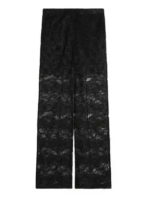 Sportmax Wide Leg Floral Lace Trousers - Black