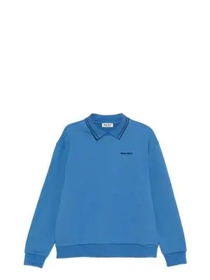 Miu Miu Cotton Fleece Polo Sweatshirt - Blue