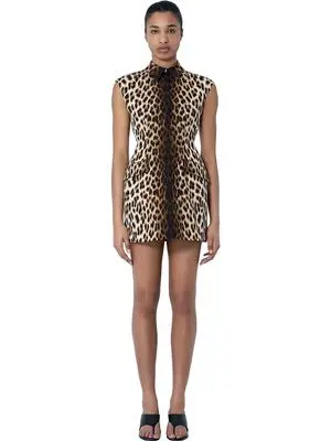 Sportmax Sleeveless Animal Print Dress - Brown