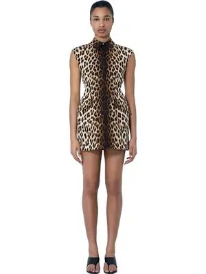 Sportmax Sleeveless Animal Print Dress - Brown