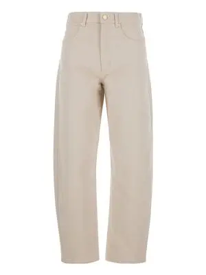Max Mara S 'emily' Beige Jeans With Belt Loops And Button And Zip Closure On The Front In Denim For - Multicolor
