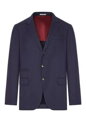 Brunello Cucinelli Cashmere Blazer With Contrasting Lining - Blue