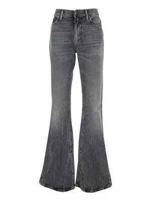 Acne Studios Acne Studios Women Gray Denim Bootcut Jeans With Logo Patch On The Back For Women Multicolor