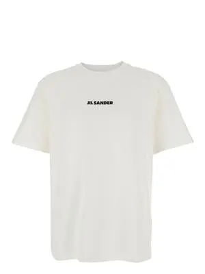 JIL SANDER Crew Neck T-shirt With Logo Lettering On The Front In Cotton For - White