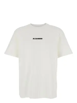 JIL SANDER Crew Neck T-shirt With Logo Lettering On The Front In Cotton For - White