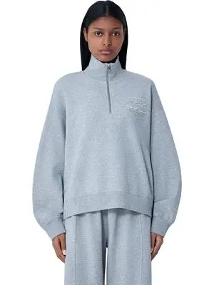 GANNI GANNI Half-Zip Sweatshirt Gray