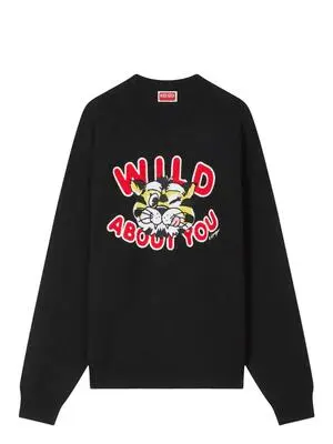 Kenzo Wild Tiger Wool And Cotton Sweater - Black