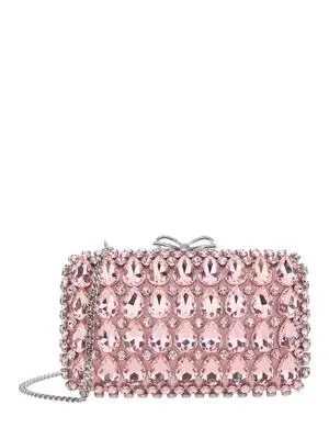SELF-PORTRAIT Satin Crystal Embellished Clutch Bag - Multicolor