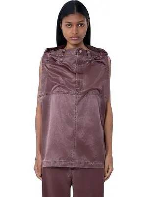 Issey Miyake Satin Denim Sleeveless Top - Brown