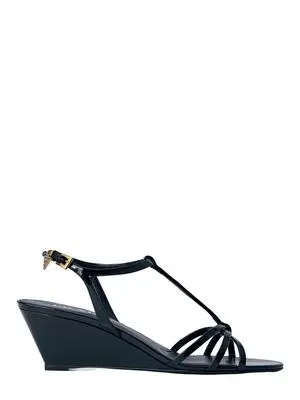 Prada Strappy Wedge Sandals - Black
