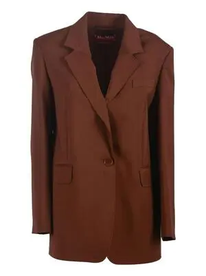 Max Mara Virgin Wool Single Breasted Blazer - Brown