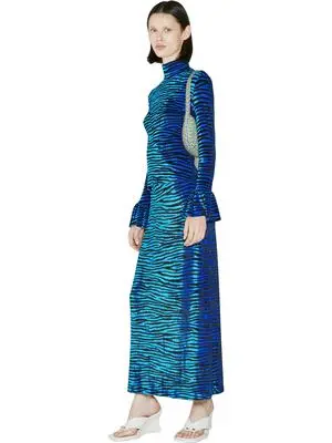 Rabanne Velvet Zebra Print Skirt - Blue