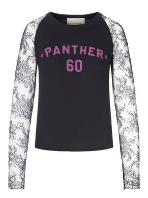 Valentino Garavani T-shirt With Lace Sleeves - Black