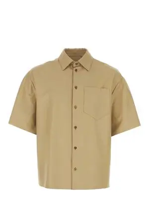 Prada Prada Men Beige Leather Shirt Brown