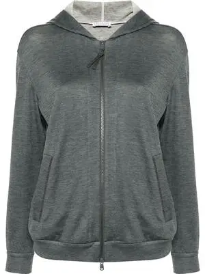 Brunello Cucinelli Cotton And Silk Hooded Cardigan - Multicolor