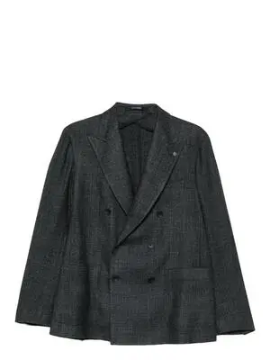 Tagliatore Textured Double-breasted Blazer - Blue