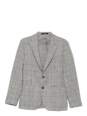 Tagliatore TAGLIATORE Prince Of Wales Check Wool Blazer Gray