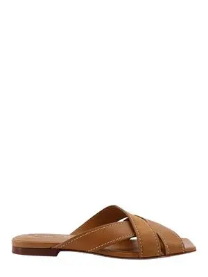 TOD'S Leather Sandals With Suede Detail - Multicolor