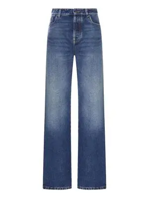 Miu Miu Wide-leg Jeans In Délavé-effect Denim - Blue