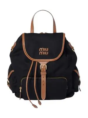 Miu Miu Canvas And Leather Backpack - Multicolor