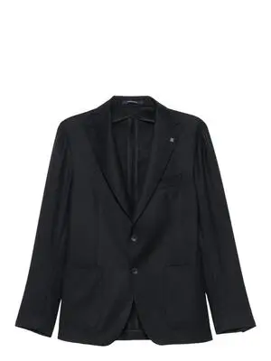 Tagliatore Virgin Wool Herringbone Blazer - Blue