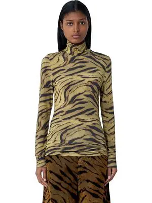 GANNI Printed Mesh Top - Green