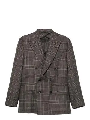 Tagliatore Check Pattern Double-breasted Wool Blazer - Brown