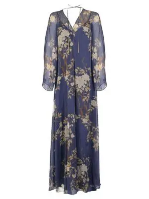 Max Mara Printed Silk Dress - Blue