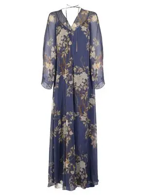 Max Mara Printed Silk Dress - Blue