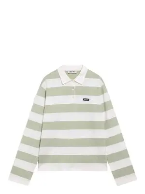Miu Miu MIU MIU Striped Jersey Polo Shirt Pink