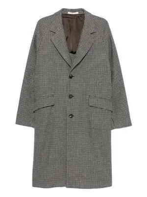 Tagliatore TAGLIATORE Houndstooth Virgin Wool Single Breasted Coat Gray